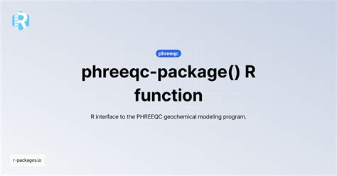 phreeqc package r function from [phreeqc] r packages
