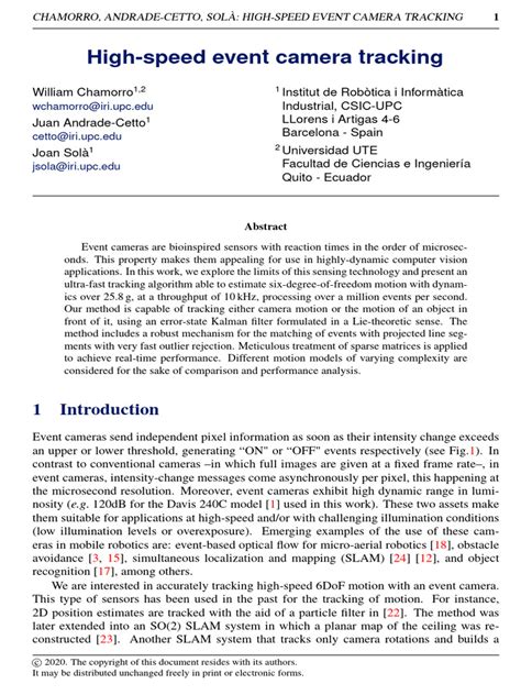2367 High Speed Event Camera Tracking Pdf Acceleration Camera