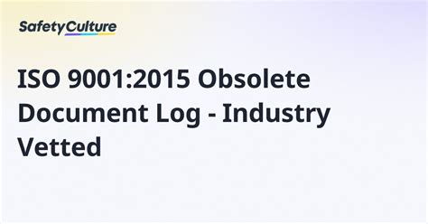 Iso 9001 2015 Obsolete Document Log Industry Vetted Free Template