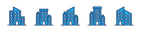 건물 및 사무실 건물 아이콘입니다 고층 빌딩 부동산 아파트 콘도 집 집 도시 호텔 도시 도시 편집 가능한 획 벡터 일러스트 레이 션 건물 외관에 대한 스톡 벡터 아트 및