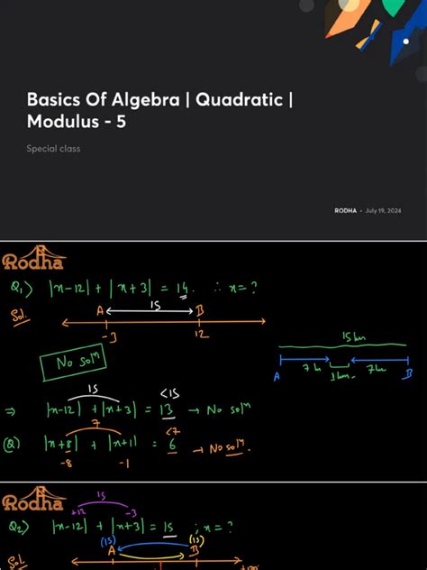 Basics Of Algebra Quadratic Modulus 5 With Anno Pdf