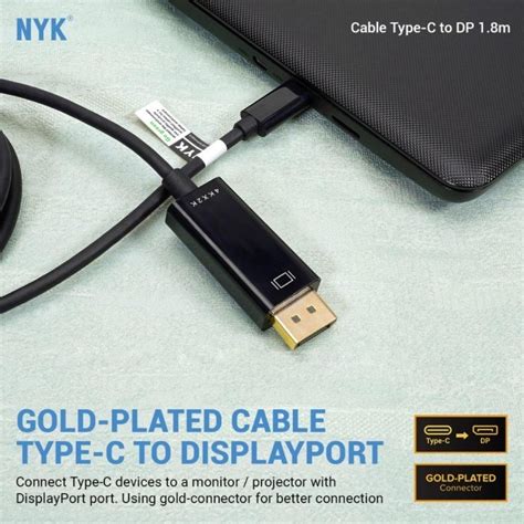 Jual Kabel Type C To Display Port Type C To DP NYK Cable Gold Plate 4K Shopee Indonesia