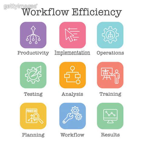 Workflow Efficiency Icon Set Has Operations Processes Automation Etc 1166795690 게티이미지뱅크