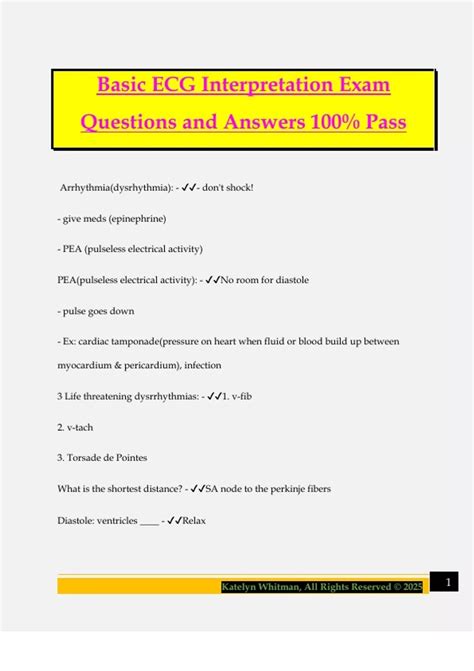 Basic Ecg Interpretation Exam Questions And Answers 100 Pass Ecg Stuvia Us