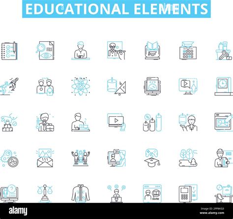 Educational Elements Linear Icons Set Curriculum Lesson Plans