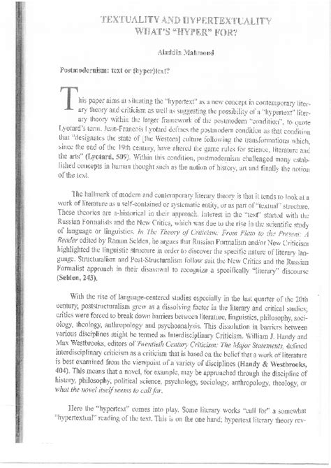 Pdf Textuality And Hypertextuality Whats ‘hyper For