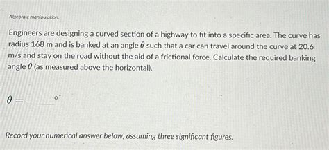 Solved Algebraic Manipulation Engineers Are Designing A