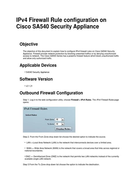 90281 Ipv4 Firewall Rule Configuration On Cisco Sa540 Security