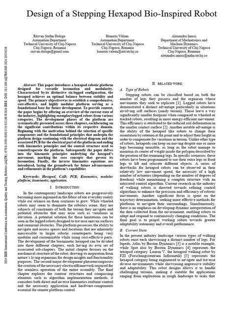 Designofasteppinghexapodbio Inspiredrobot Pdf Robot Robotics