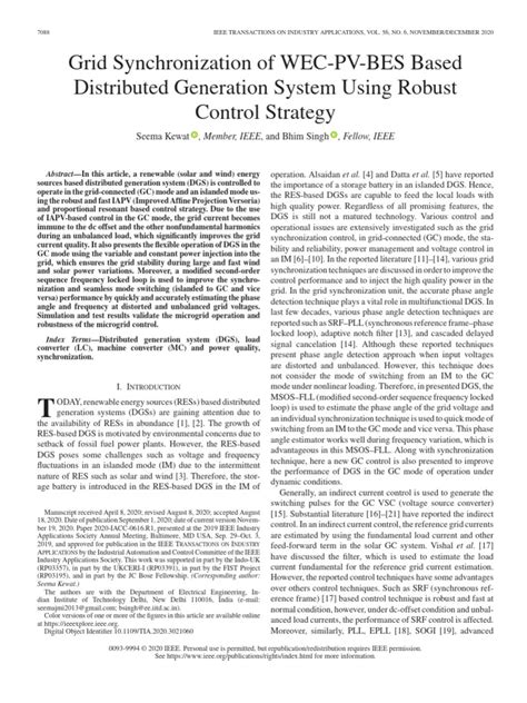Gridsynchronizationofwec Pv Besbaseddistributedgenerationsystemusingrobustcontrol