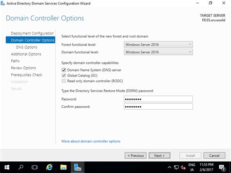 windows server 2016 active directory configure dc server world