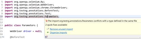 Java Unable To Import The Orgtestngannotationsparameters In