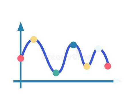 Colorful Line Graph On White Background Simplified Flat Style Chart With Multicolor Dots Stock