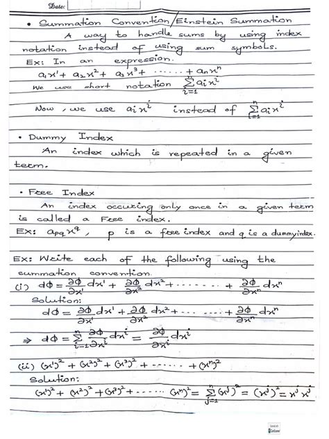 Summation Convention Pdf