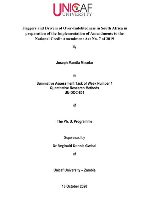 Pdf Summative Assessment Task Of Week Number 4 Quantitative Research