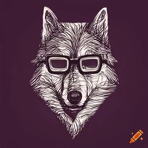 Geometric Wolf Head With Glasses Logo Design On Craiyon