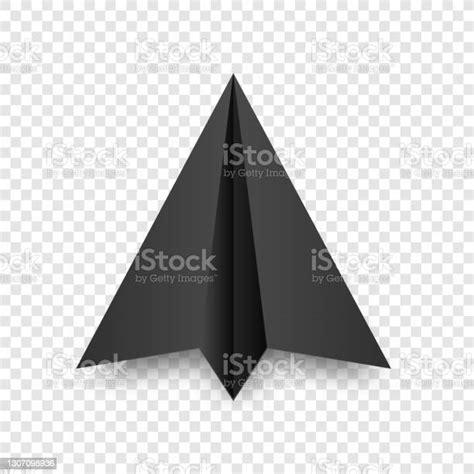 투명 한 배경에 격리 된 현실적인 검은 색 수제 종이 비행기 평면 스타일의 종이 접기 항공기 벡터 일러스트레이션 3차원 형태에 대한 스톡 벡터 아트 및 기타 이미지 Istock