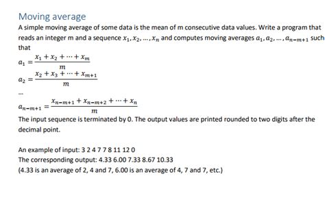 Solved Moving Average A Simple Moving Average Of Some Data Chegg Com