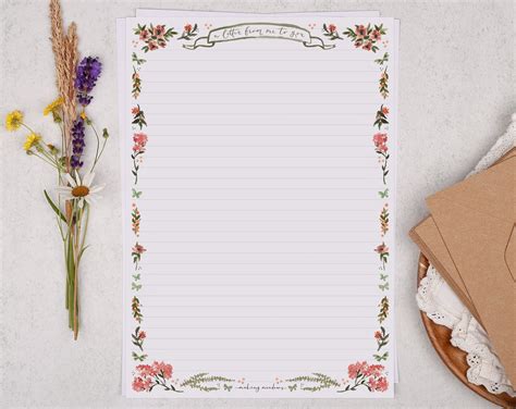 Flower Border Lined Paper