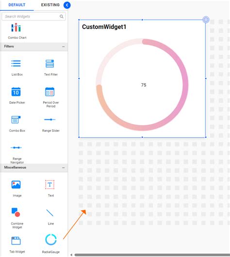 How To Add A Radial Gauge Chart Custom Widget In Bold Bi