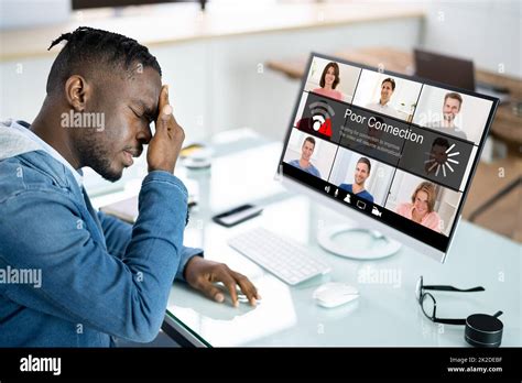 video conference slow internet connection poor signal problem stock