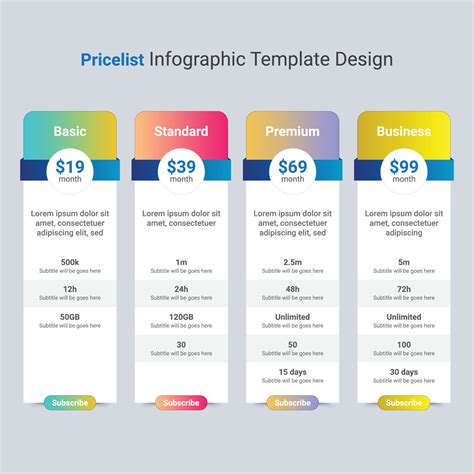 Business Pricing Comparison Boxes Corporate Minimal Table Template