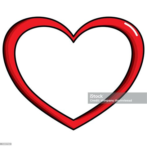 당신의 디자인을위한 레드 하트 프레임 복사 공간이 격리된 빈 사진 프레임입니다 3d 스타일 벡터 일러스트레이션 3차원 형태에 대한 스톡 벡터 아트 및 기타 이미지 Istock