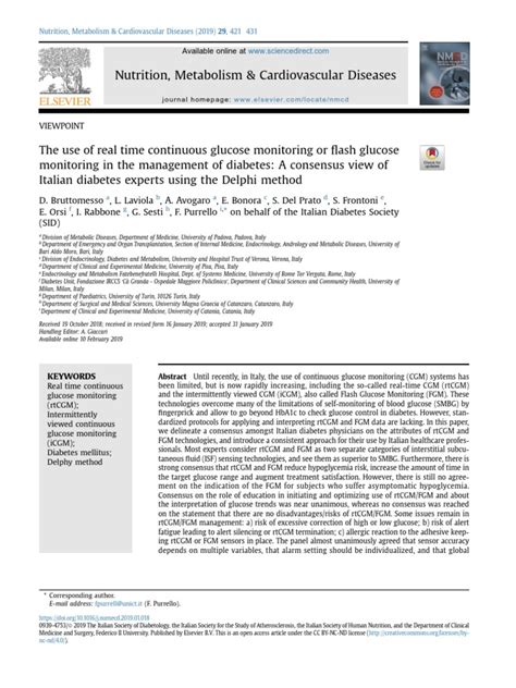 The Use Of Real Time Continuous Glucose Monitoring Or F 2019 Nutrition Meta Pdf Diabetes