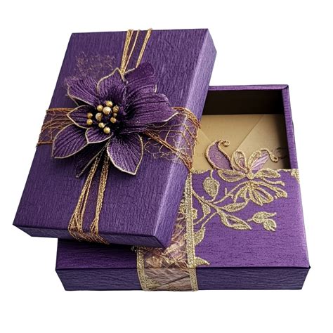 Elegant Purple T Box With Intricate Design Floral Embellishment And Gold Accents Perfect