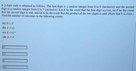 A 2 Digit Code Is Obtained As Follows The First A 2 Digit Code Is Obtained As Follows The First