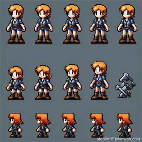 16 Bit Character Sprite Design Stable Diffusion Online