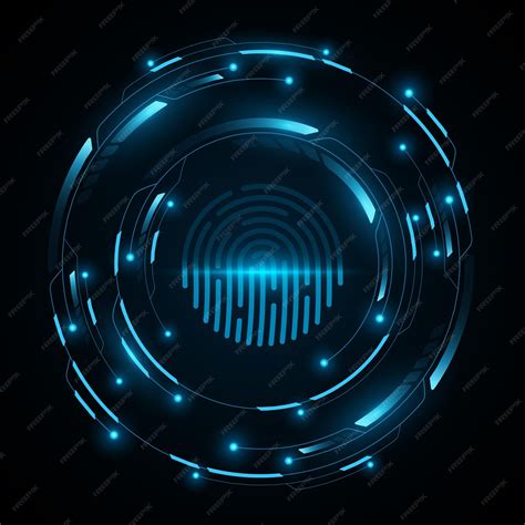 Premium Vector Glowing Hud Round Frame With Finger Scanning For