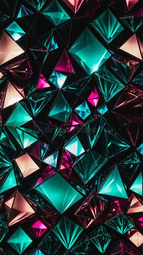 Futuristic Glass Pattern With Neon Colors Stock Illustration