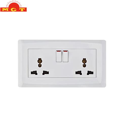 British Wall Power Socket Double Electric Socket With Push Button