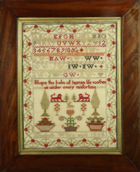 Elizabeth Willie Needlework Sampler Dated 1854 Elizabeth Willie