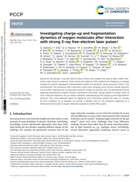 Pdf Investigating Charge Up And Fragmentation Dynamics Of Oxygen Molecules After Interaction