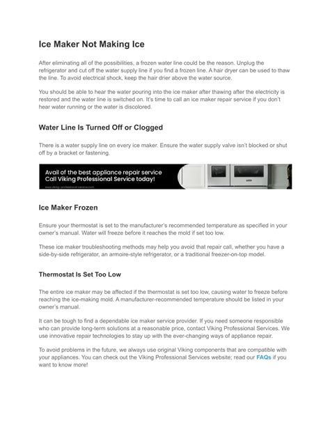 Ppt Common Reasons Why Your Viking Ice Maker Is Not Working And How