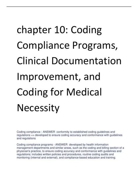 Chapter 10 Coding Compliance Programs Clinical Documentation