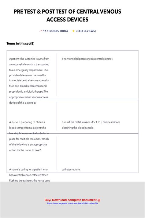 Pre Test And Post Test Of Central Venous Access Devices