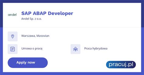 Oferta Pracy Sap Abap Developer Andel Sp Z Oo Warszawa