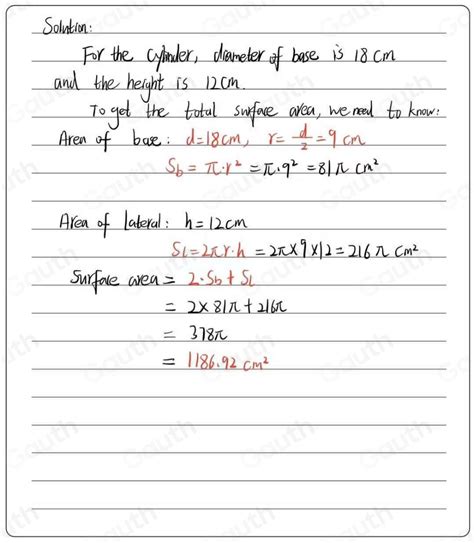 Solved Olve Word Problem Involving Area Composite Area And Surface