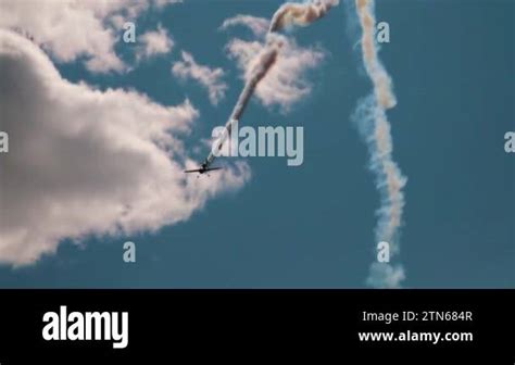 Private Plane Crash A Small Plane During An Aerobatic Simulation Airplane Engine Failure