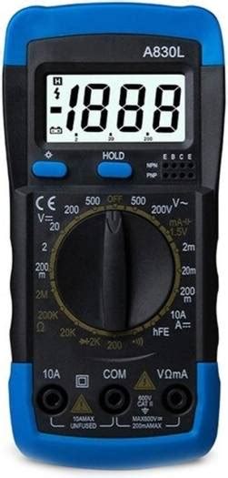 Generic A830L LCD Digital Multimeter DC AC Voltage Triode Diode 1 5V Battery Black Blue