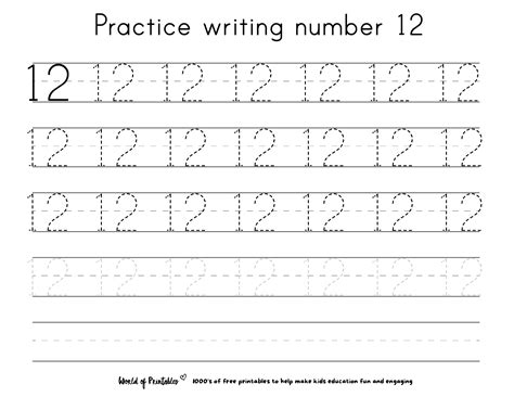 Tracing Number 12 Worksheets Library