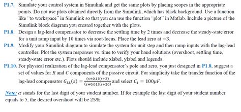 solved problem 1 considering the unity feedback control