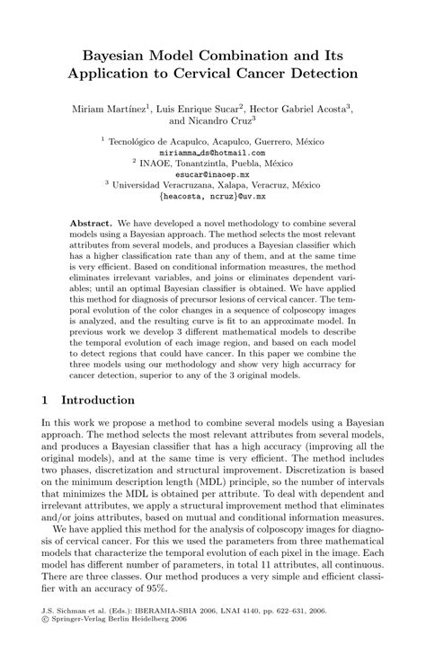 pdf bayesian model combination and its application to cervical cancer