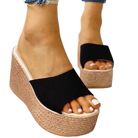 Shldybc Platforms Slip On Sandals For Women Wedges Slides Boho Sandals