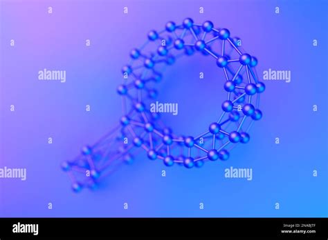 3d Illustration Of A Magnifying Glass Icon With A Detailed Molecular System On A Purple