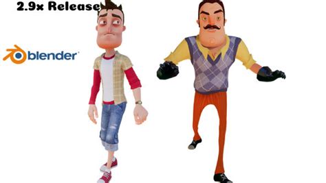 Hello Neighbor Player And Neighbor Blender Models By