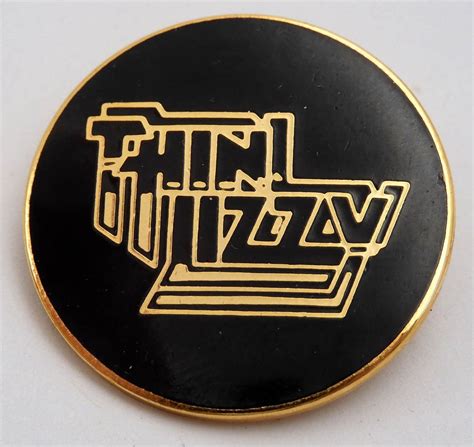 Thin Lizzy Logo Round Black Enamel Badge Rock By Mail